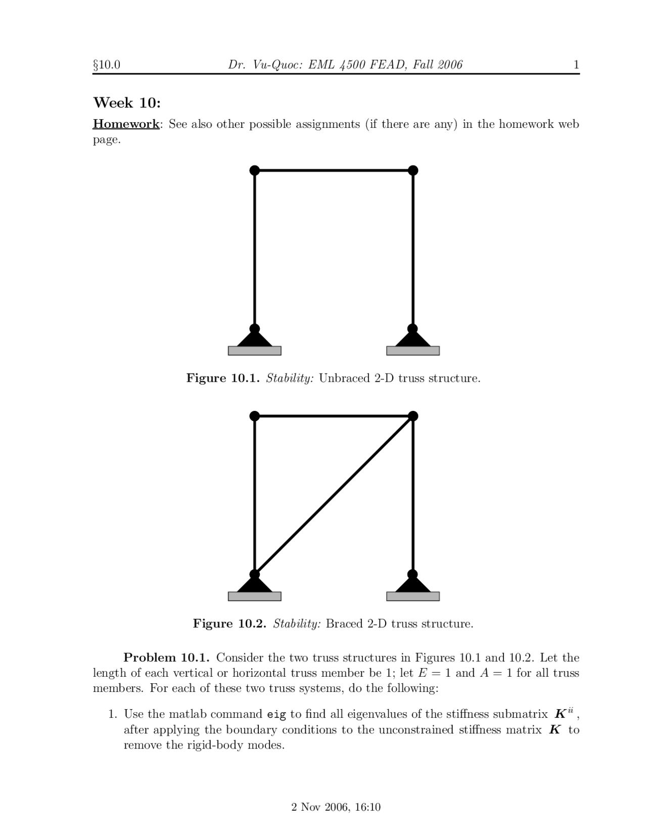 Finite Elementary Analysis Design Homework 10 Eml 4500 Docsity