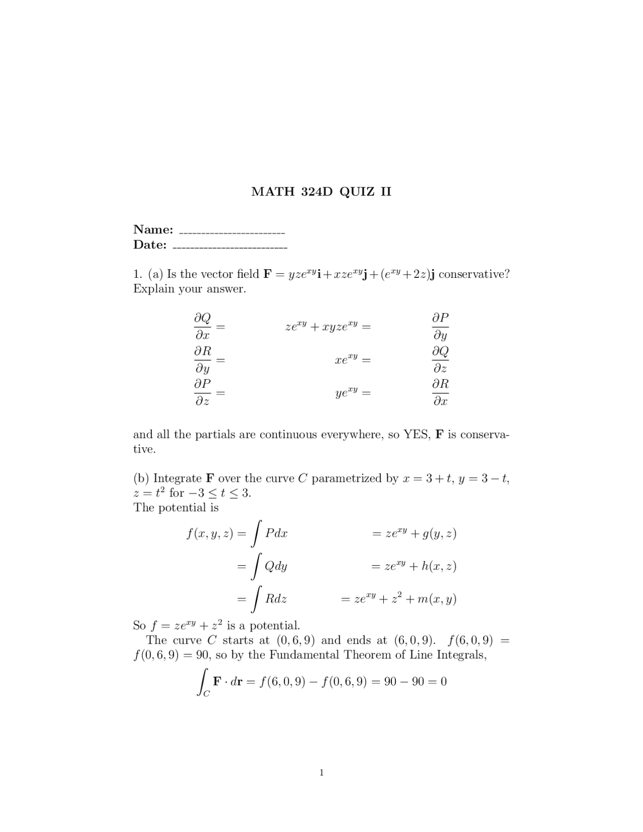 Find Integrate and Fundamentals Theorem of Line Integrals - Calculus 1 | MATH 324 | Quizzes ...
