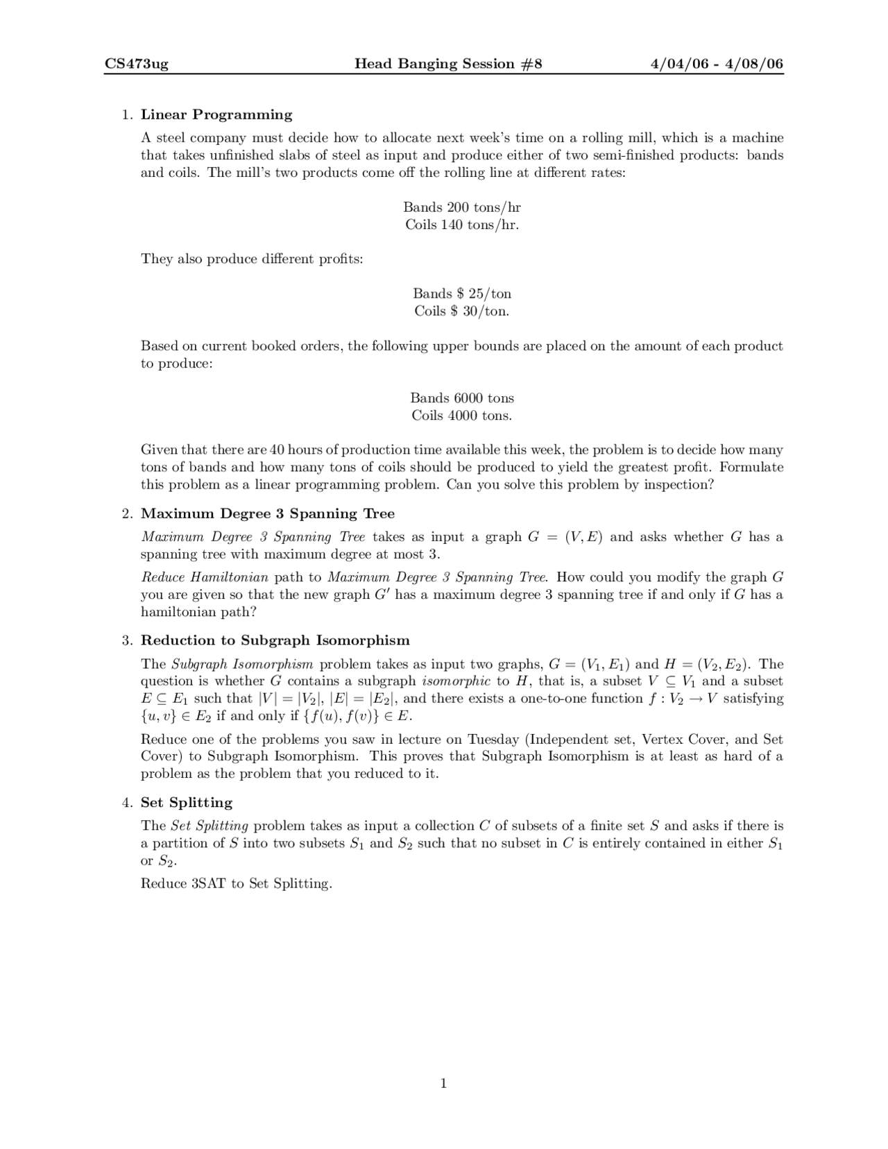 Notes on Linear Programming - Fundamental Algorithms | CS 473 | Study ...