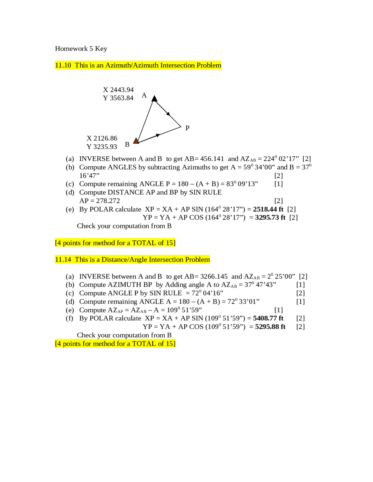Homework 5 With Answer Key Geomatics Sur 2101 Docsity