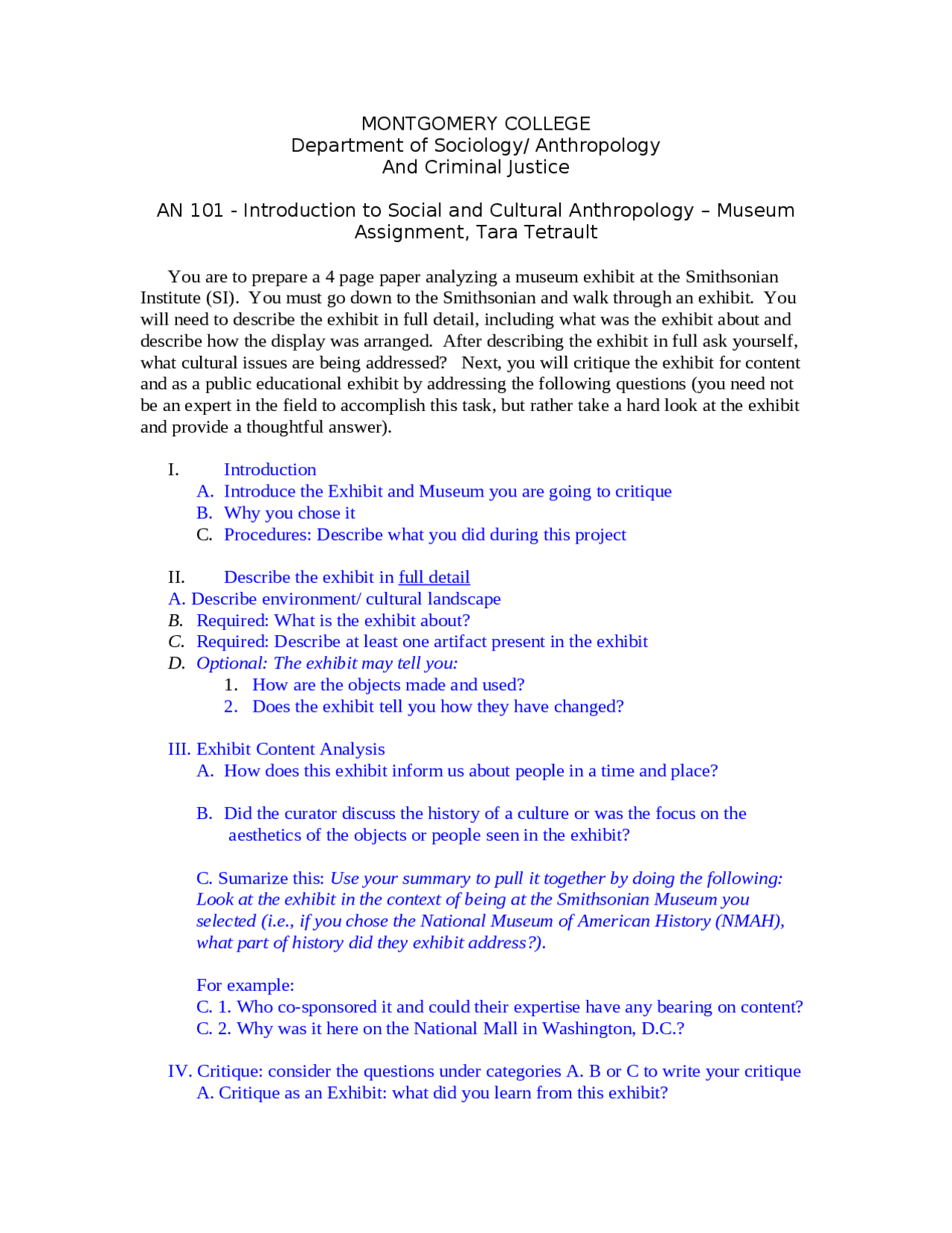 Museum Assignment - Introduction to Social and Cultural Anthropology ...