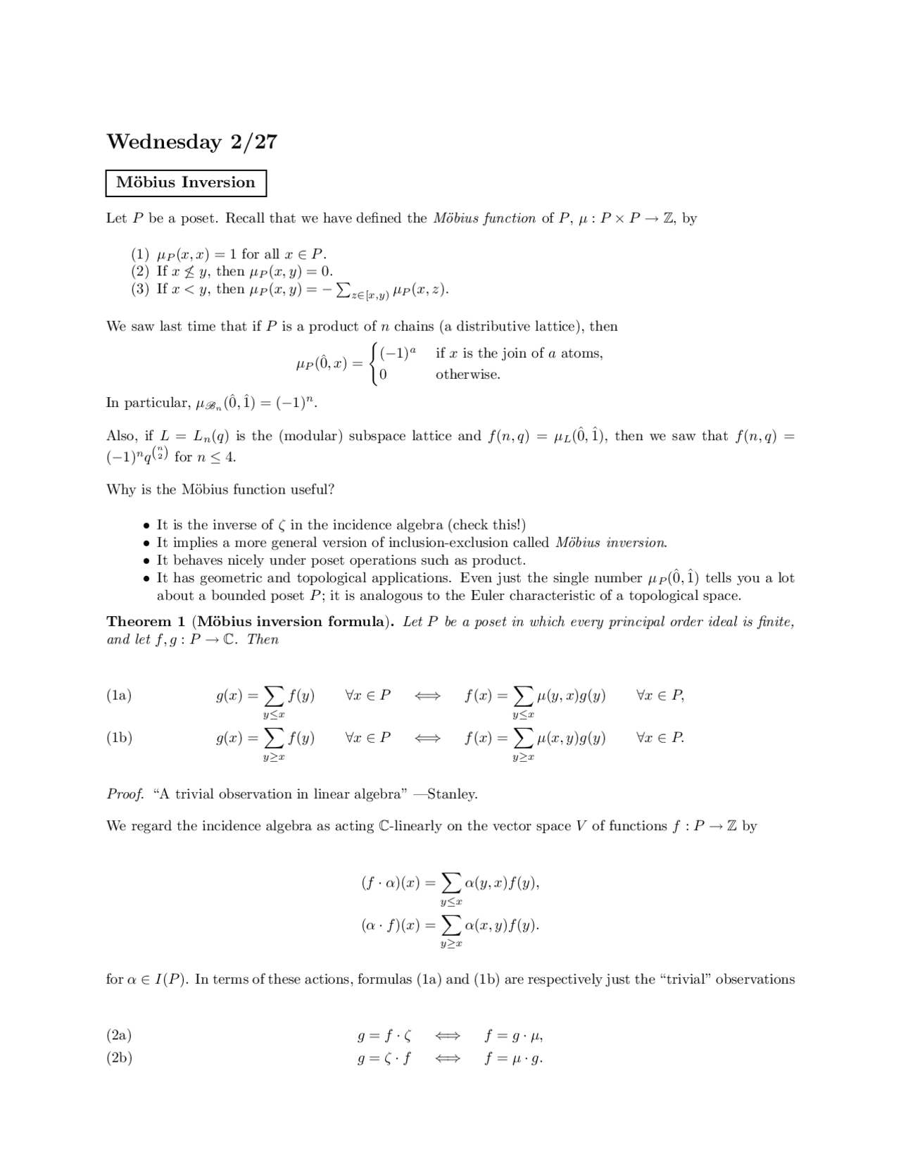 Möbius Inversion and Its Applications in Combinatorics | Study notes ...