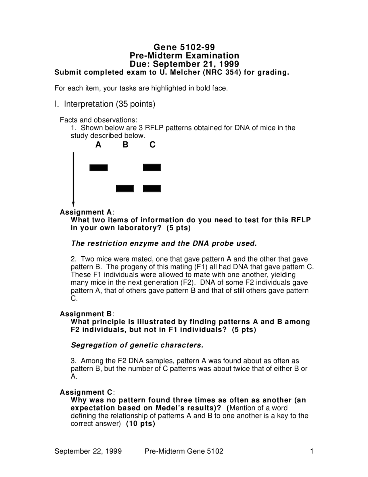 Molecular Genetics Pre Midterm Exam Questions Gene 5102 Docsity