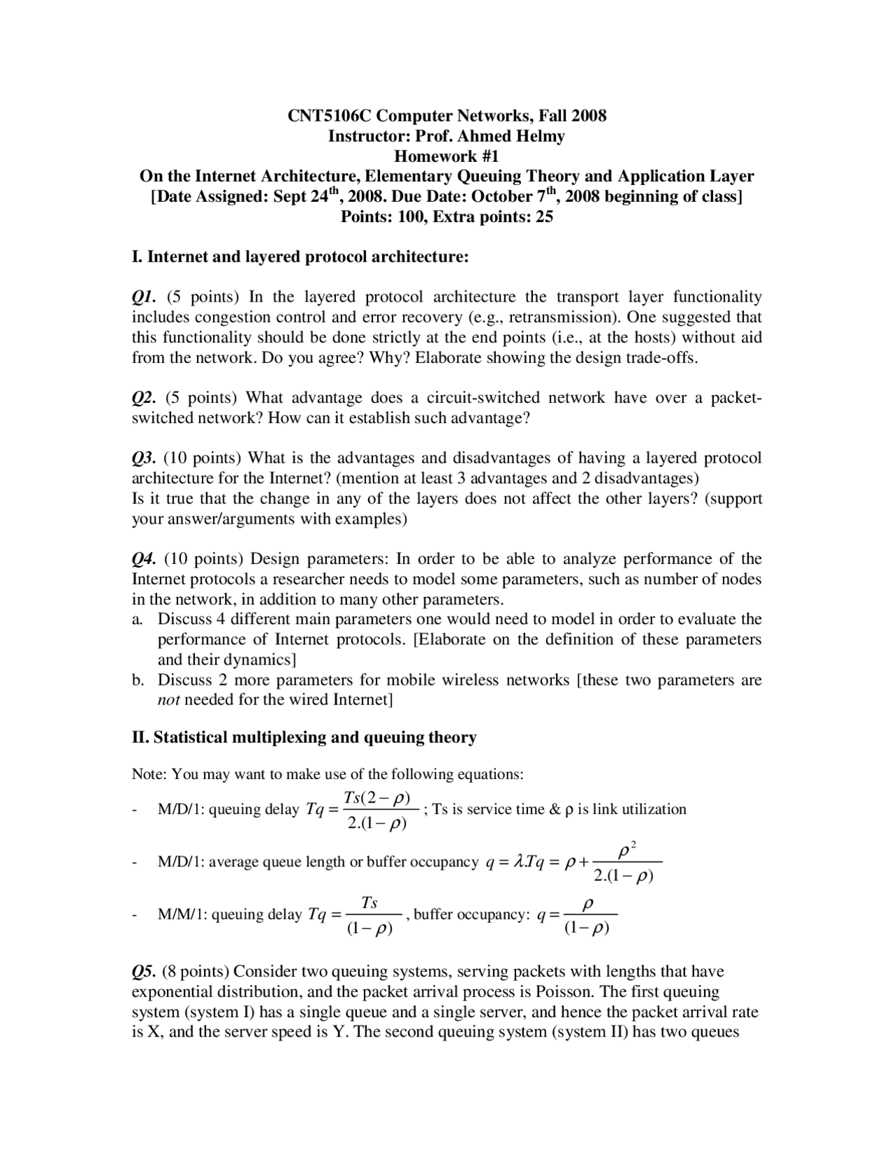 Homework 1 for Computer Networks | CNT 5106 | Assignments Computer ...