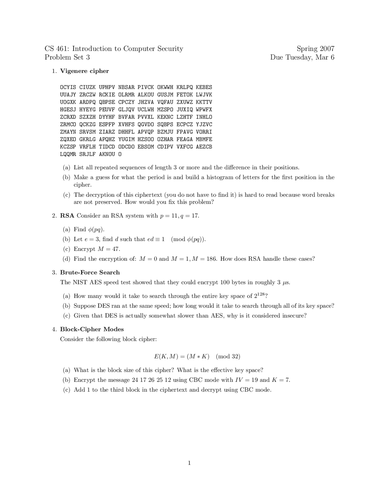 Introduction To Computer Security Assignment 3 Cs 461 Docsity