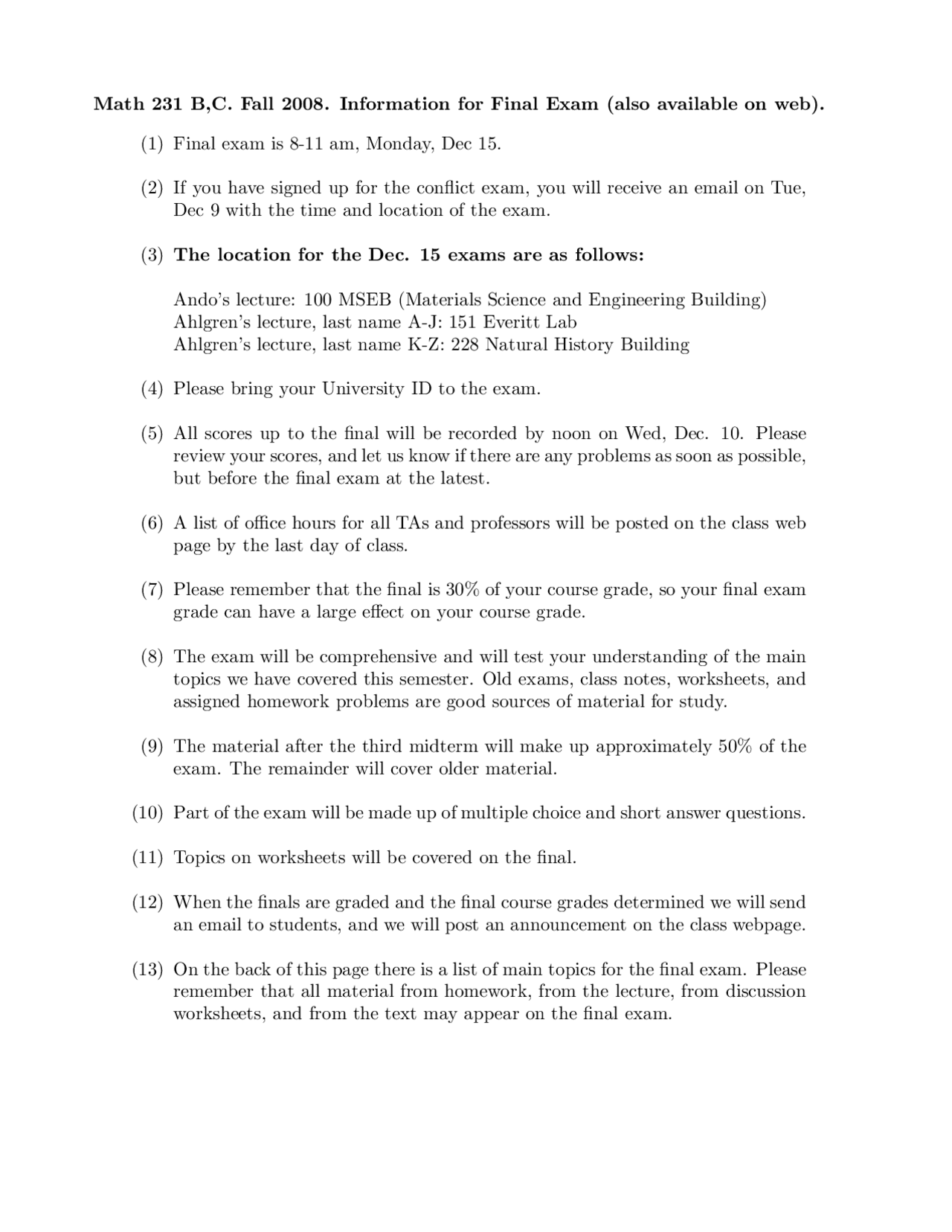 Unsolved Questions For Calculus Ii Final Exam Math 231 Docsity