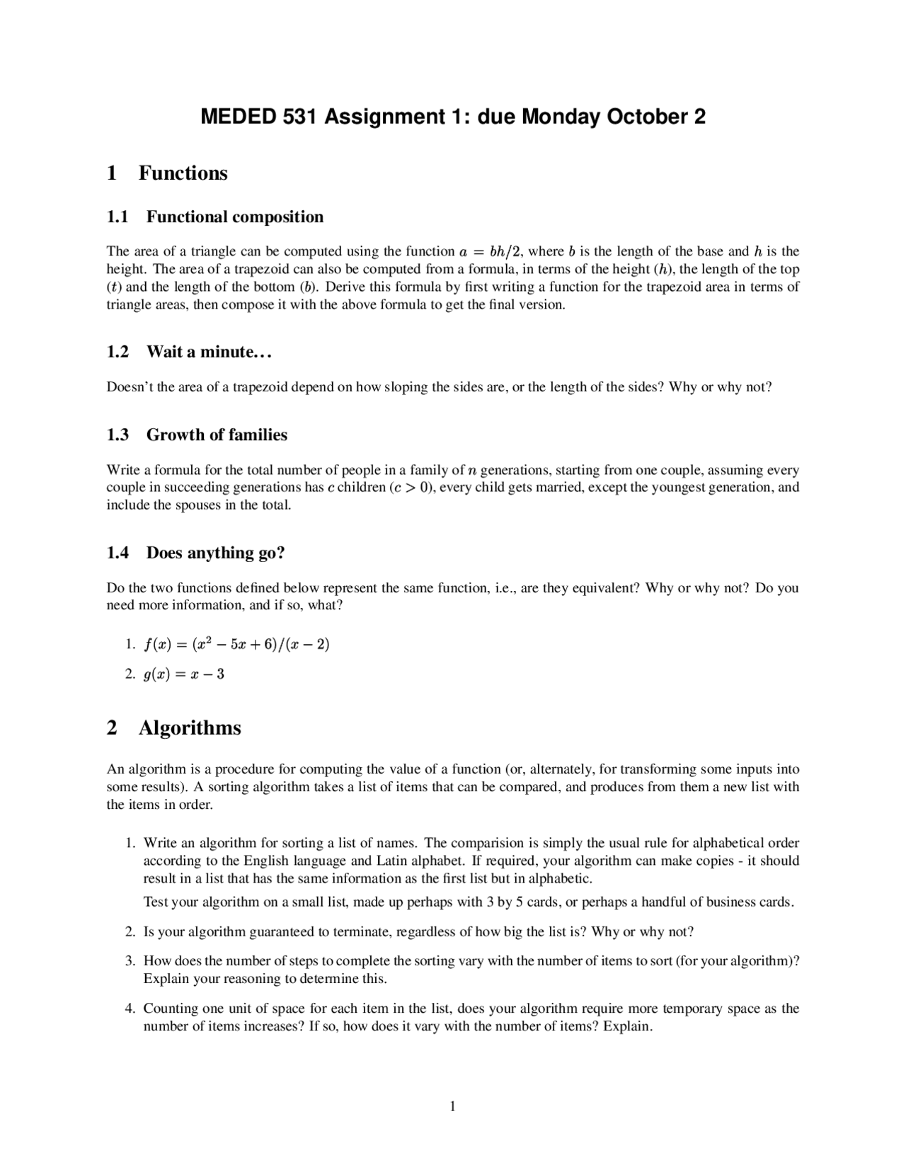Assignment 1 Functions Computational Life And Death Mebi 531 Docsity