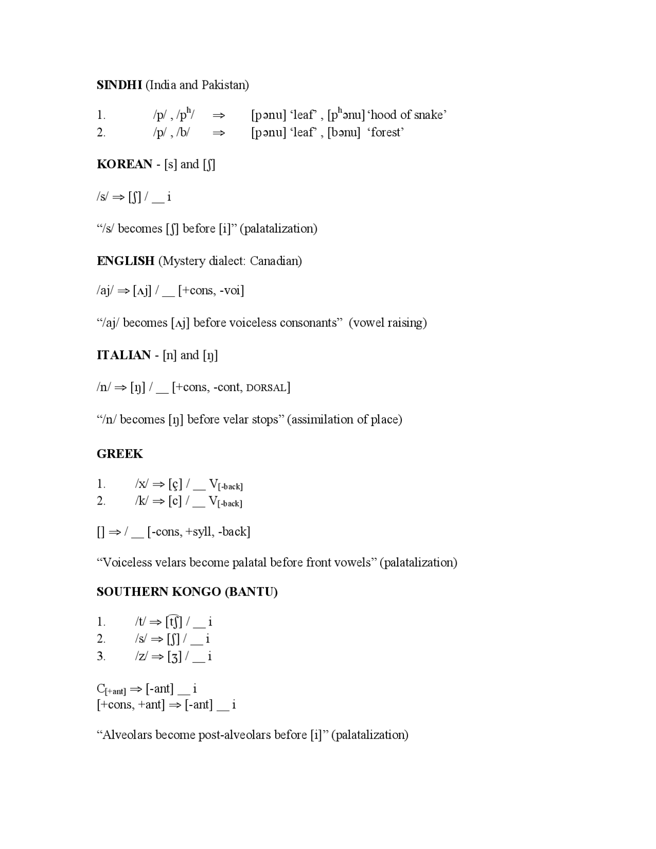 Assignment Introduction To Language Ling 101 Docsity