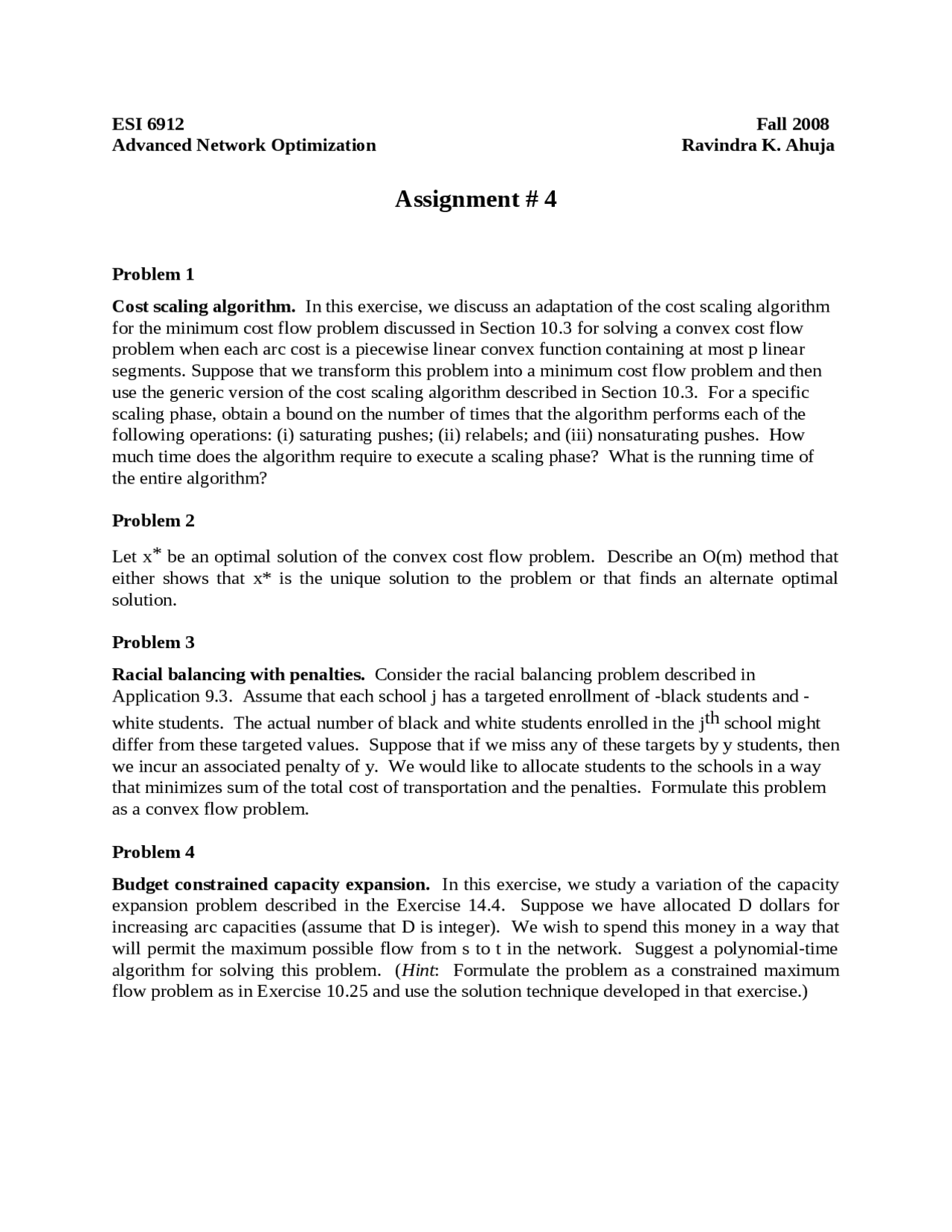 4 Solved Problems On Cost Scaling Algorithm Assignment 4 Esi 6912