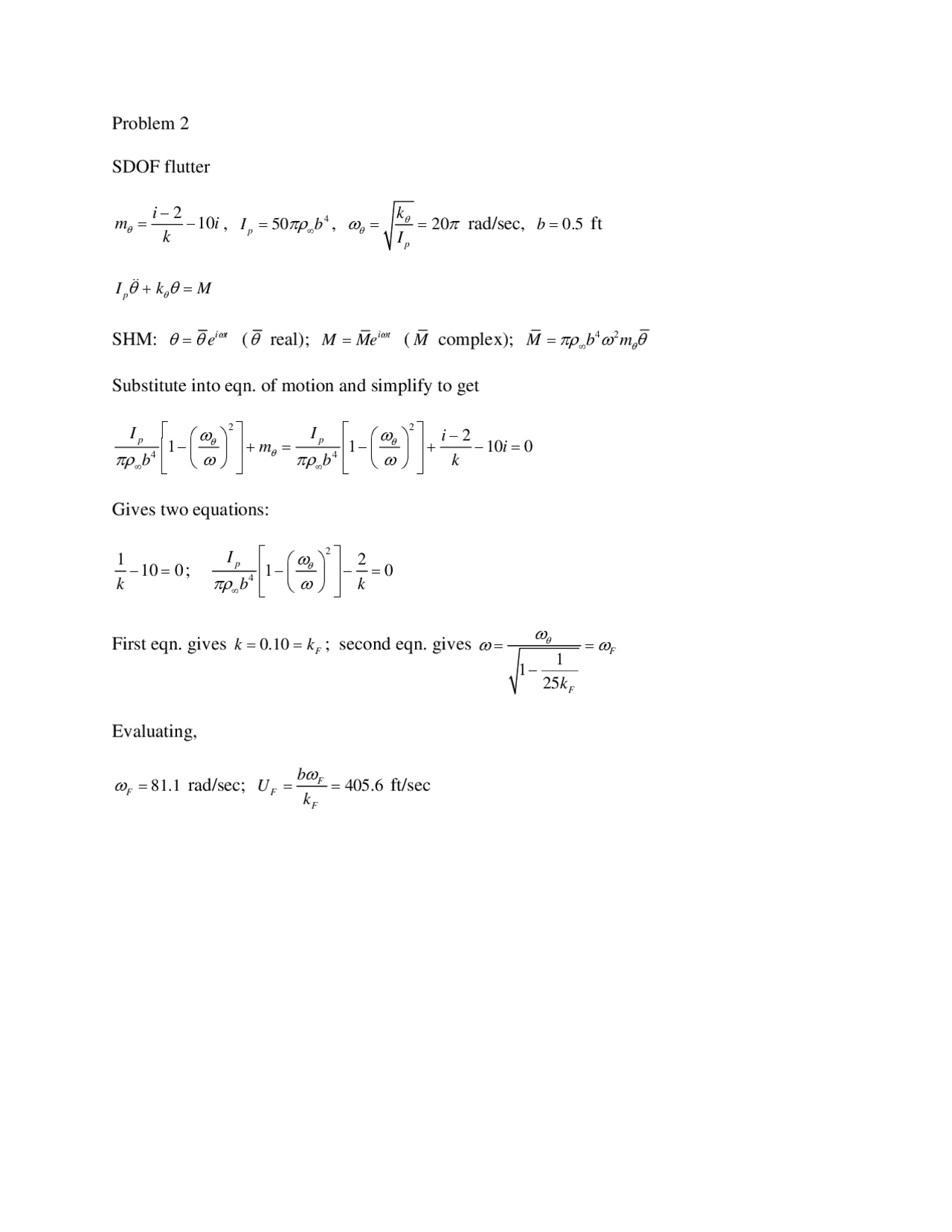 Solved Problems on Equation of Motion - Homework 2 | AE 451 - Docsity