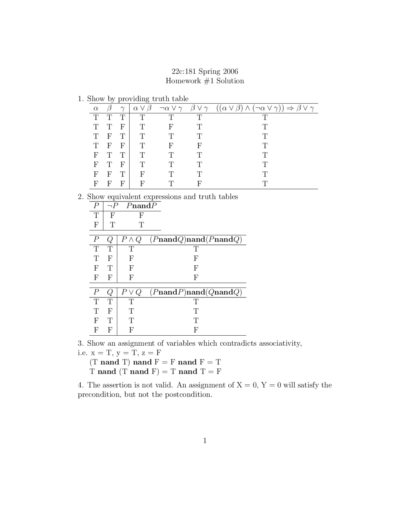 Homework 1 Solutions Formal Methods In Software Engineering 22c 181