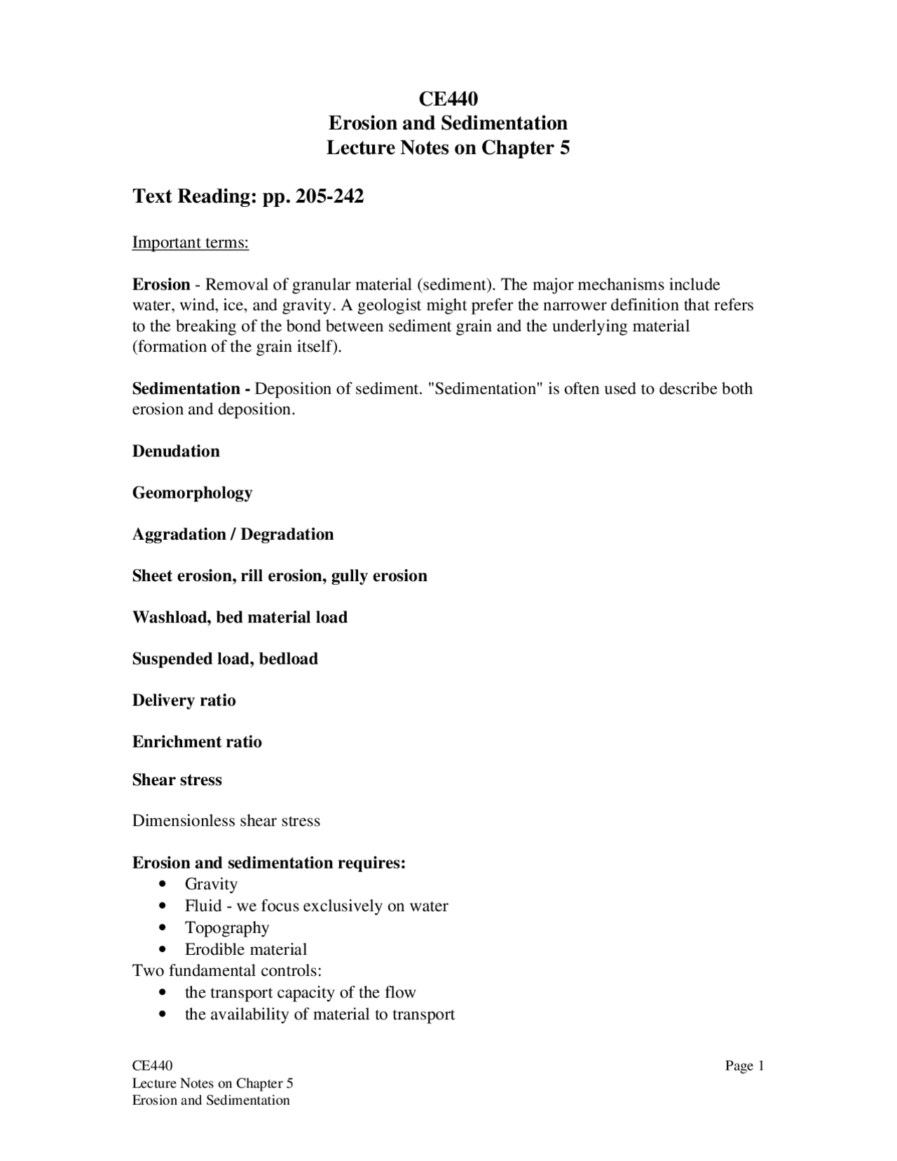 Erosion And Sedimentation Lecture Note Nonpoint Source Pollution