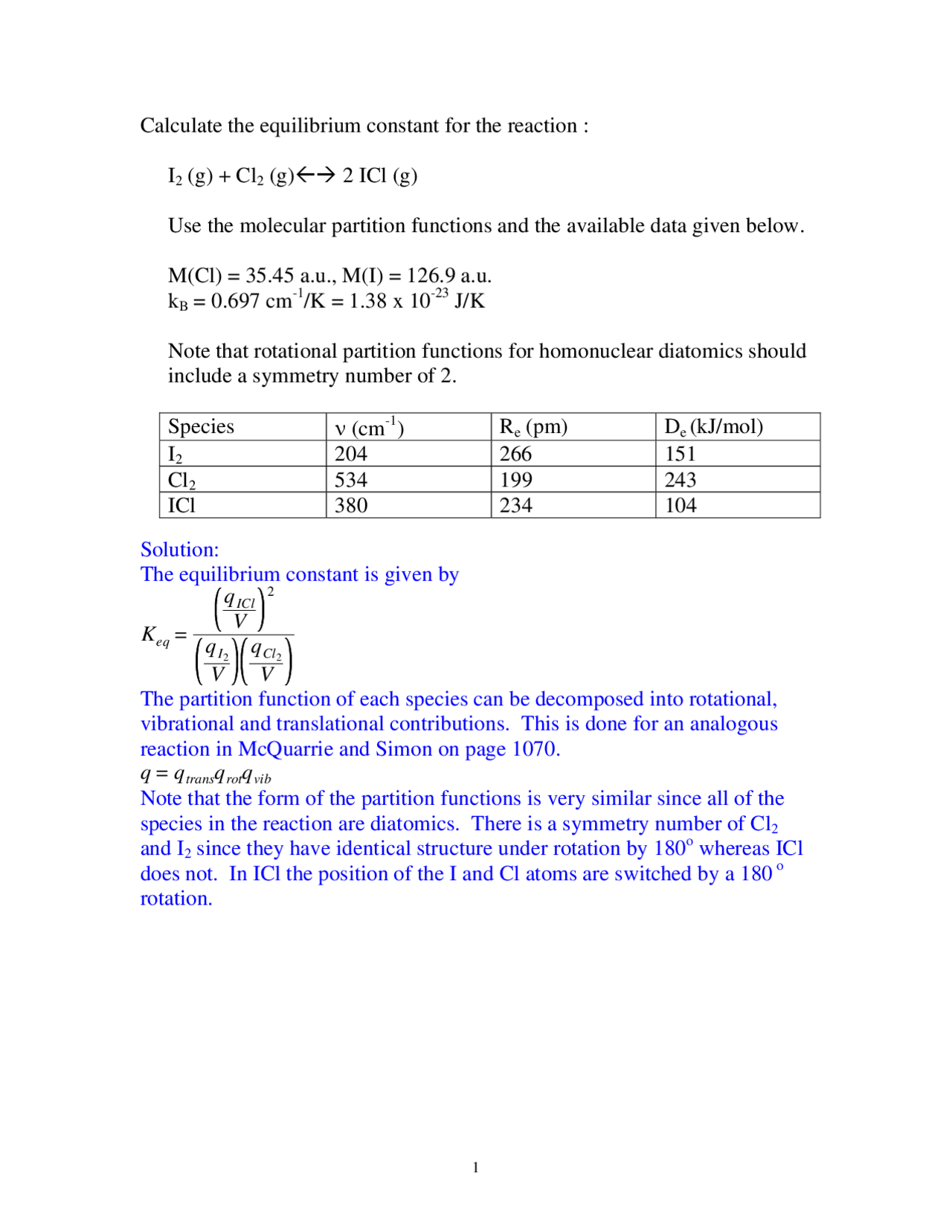 Equilibrium Reactions - Physical Chemistry 2 - Practice Question Solved ...