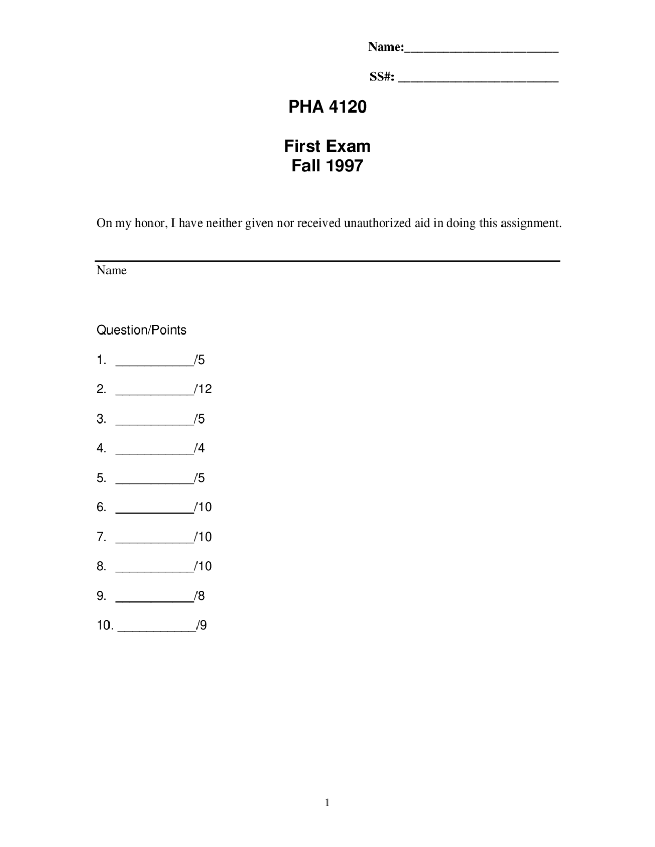 First Exam Dose Optimization 1 Pha 5127 Docsity