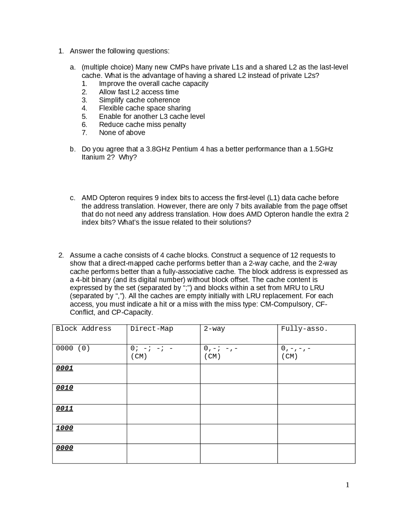 Practice Questions For Final Exam Computer Architect Principles Cda