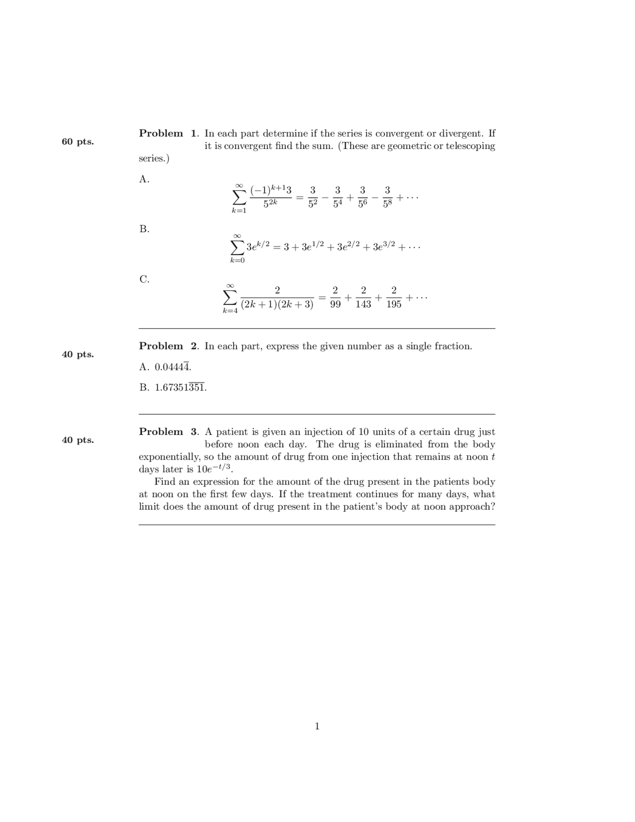 5 Solved Problems Exam 3 Calculus Ii Honors Math 1352 Docsity