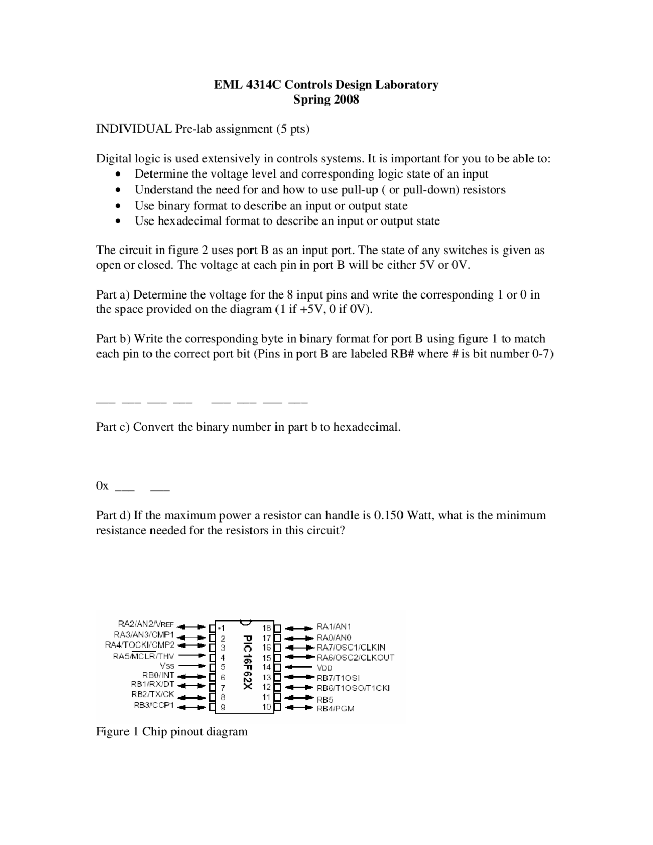 Individual Pre Lab Assignment Dynamicscontrols System Design Lab