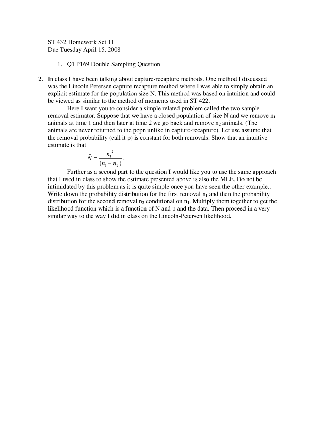 Introduction To Survey Sampling Assignment 11 St 432 Docsity