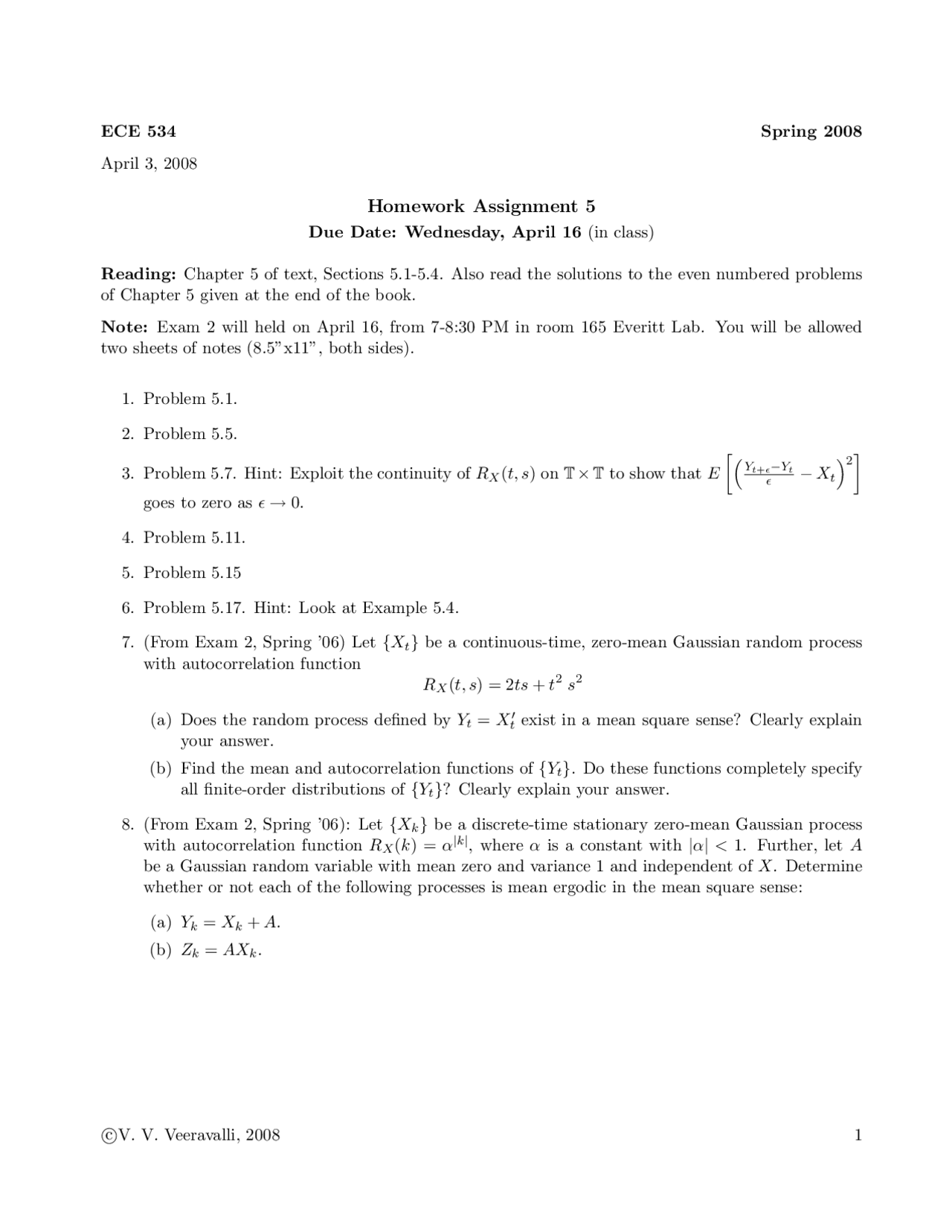 Random Vectors And Minimum Mean Squared Error Estimation Problem Set 3 Ece 534 Docsity