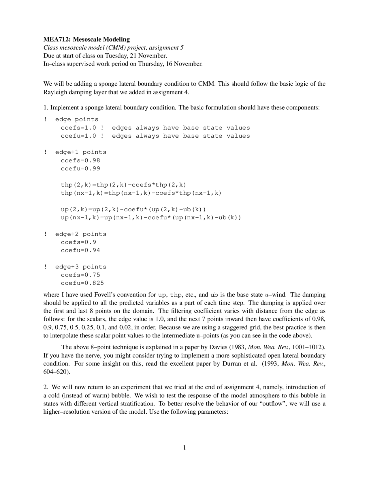 Project Assignment 5 Mesoscale Modeling Mea 712 Docsity