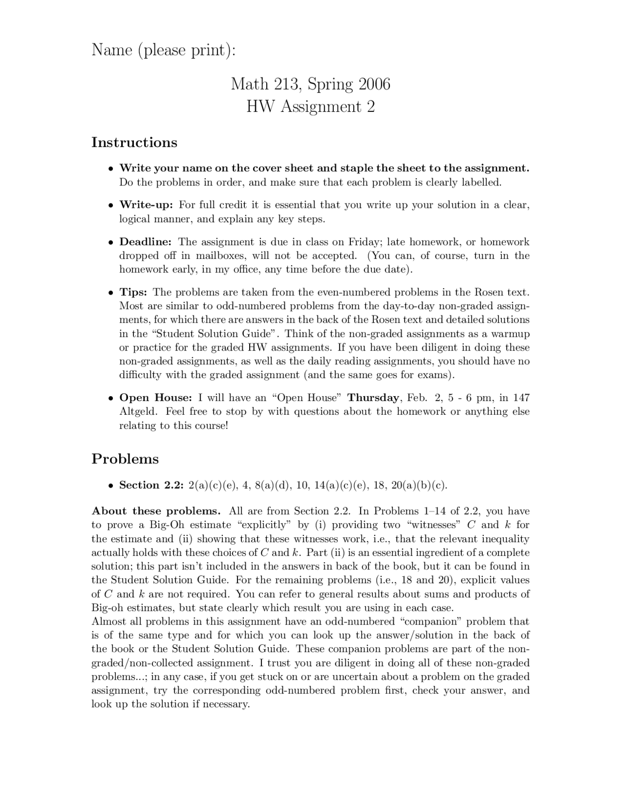 Problems For Assignment 2 Basic Discrete Mathematics Math 213 Docsity