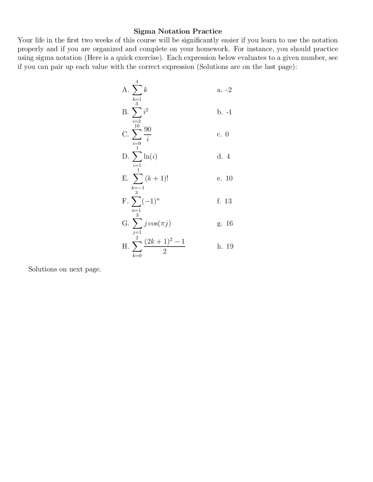 Sigma Notation Practice - Calculus Analytic Geometry II | MATH 125 ...