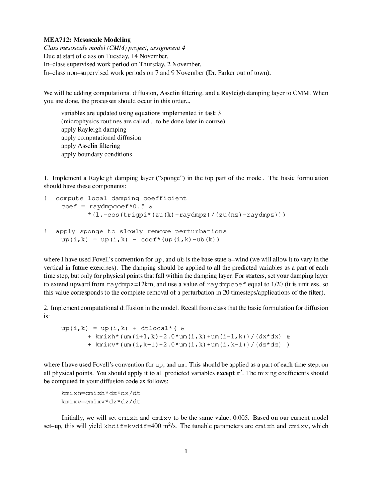 Mesoscale Modeling Project Assignment 4 Mea 712 Docsity