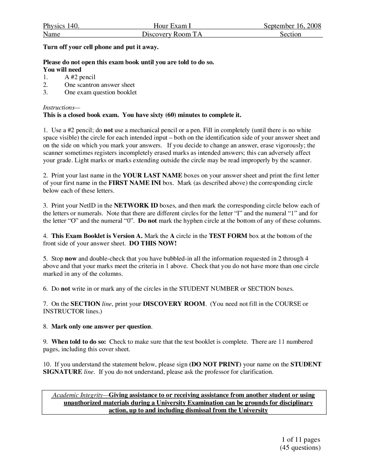 Exam 1 With Answer Key How Things Work Phys 140 Exams Classical