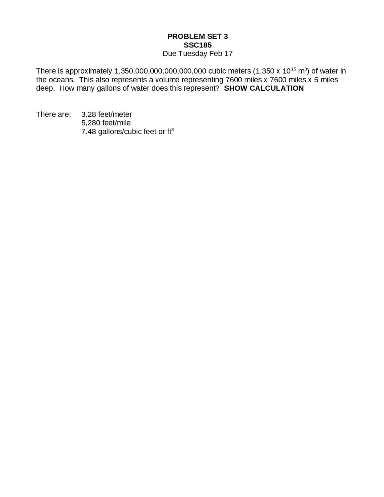 Problem Set 3 - Question on Land and Life | SSC 185 - Docsity
