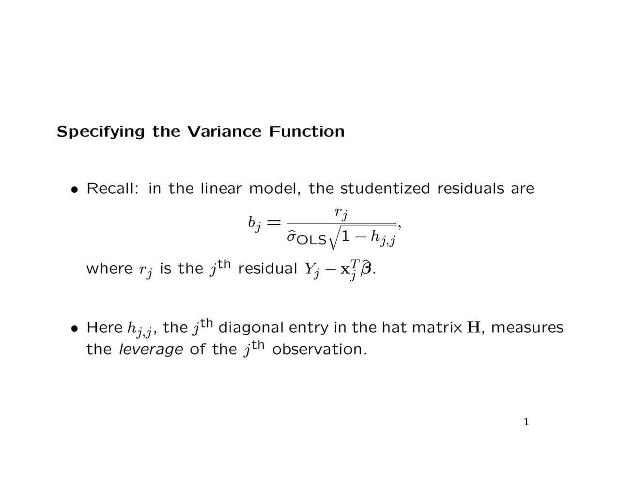 Specifying the Variance Function, REML Estimation of Variance | ST 762 ...