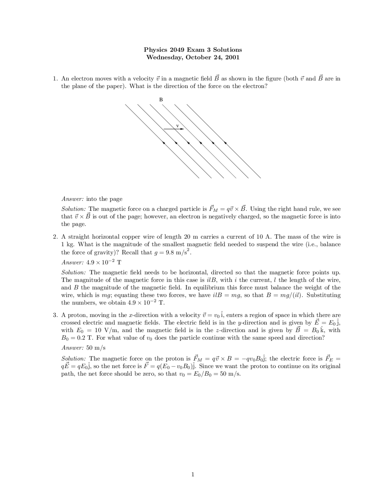 10 Problems On Physics With Calculus 2 Exam 3 Phy 2049 Docsity