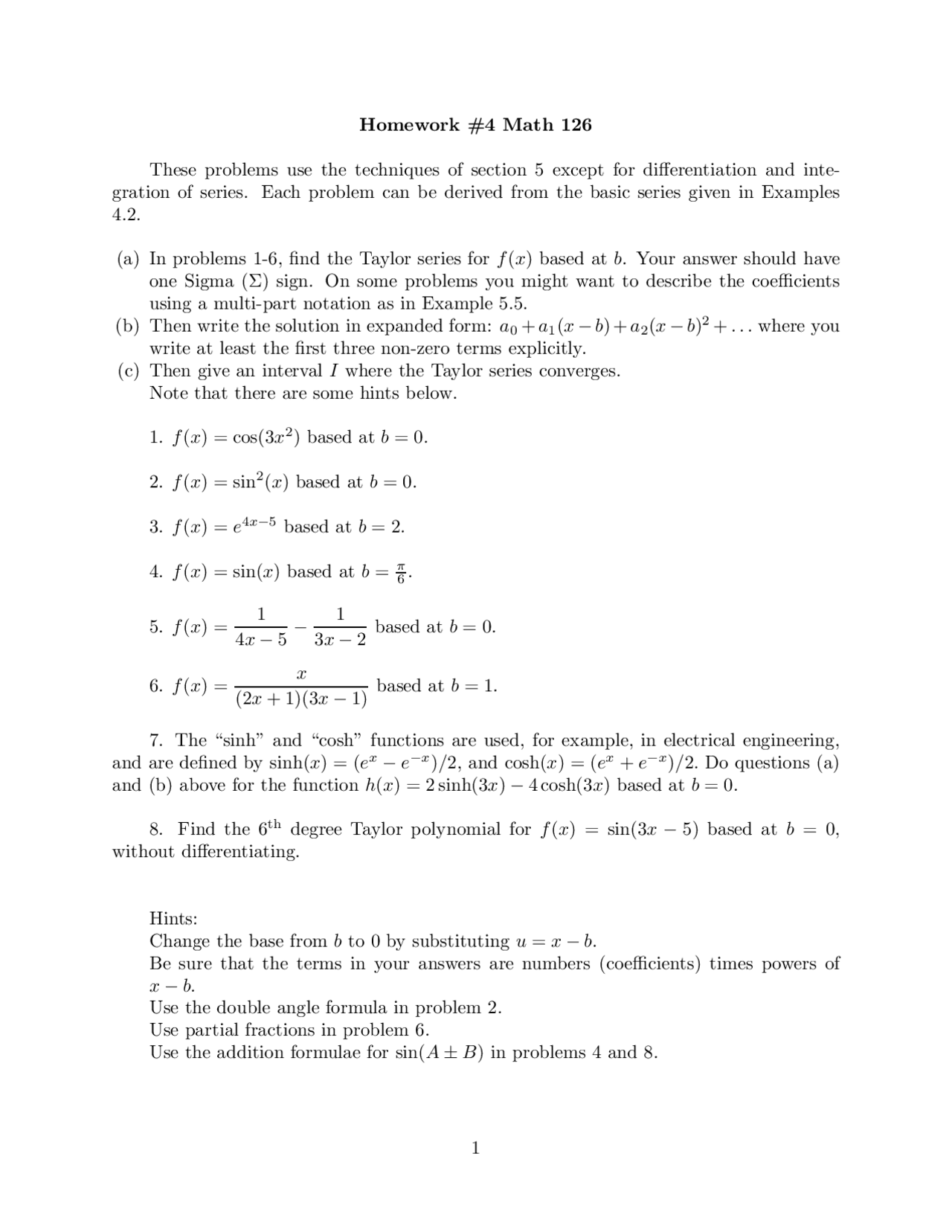 Calculus Analysis Geometry Iii Homework 4 Problems Math 126