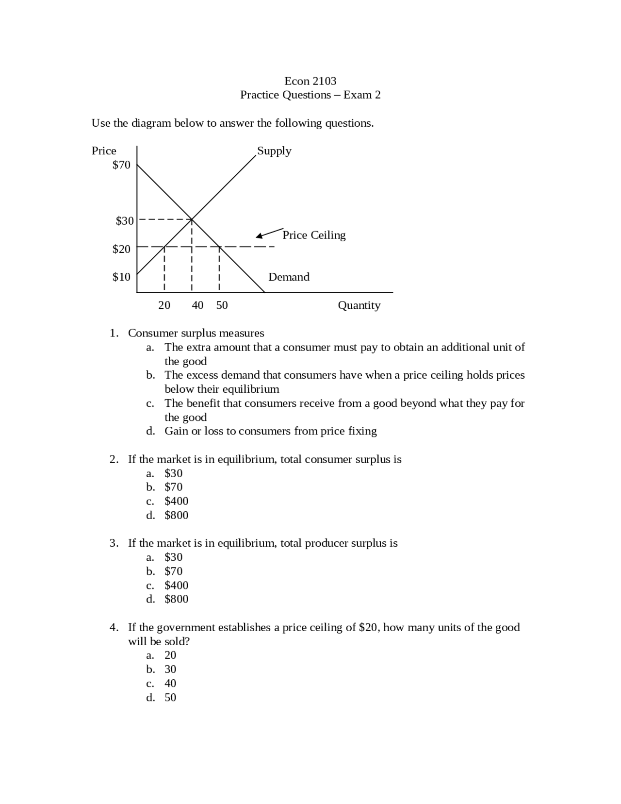 Practice Questions Exam 2 Introduction To Macroeconomics Theory
