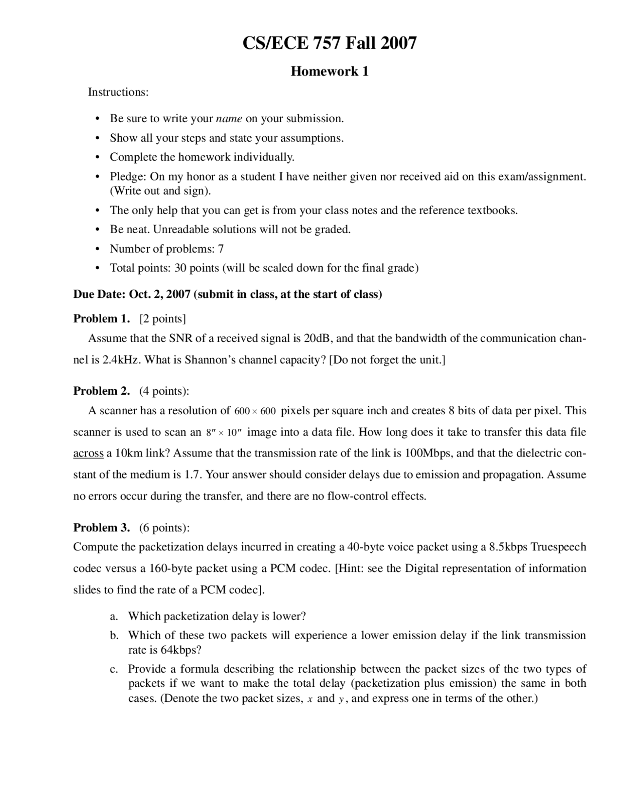 Homework 1 Computer Networks Ece 7457 Docsity
