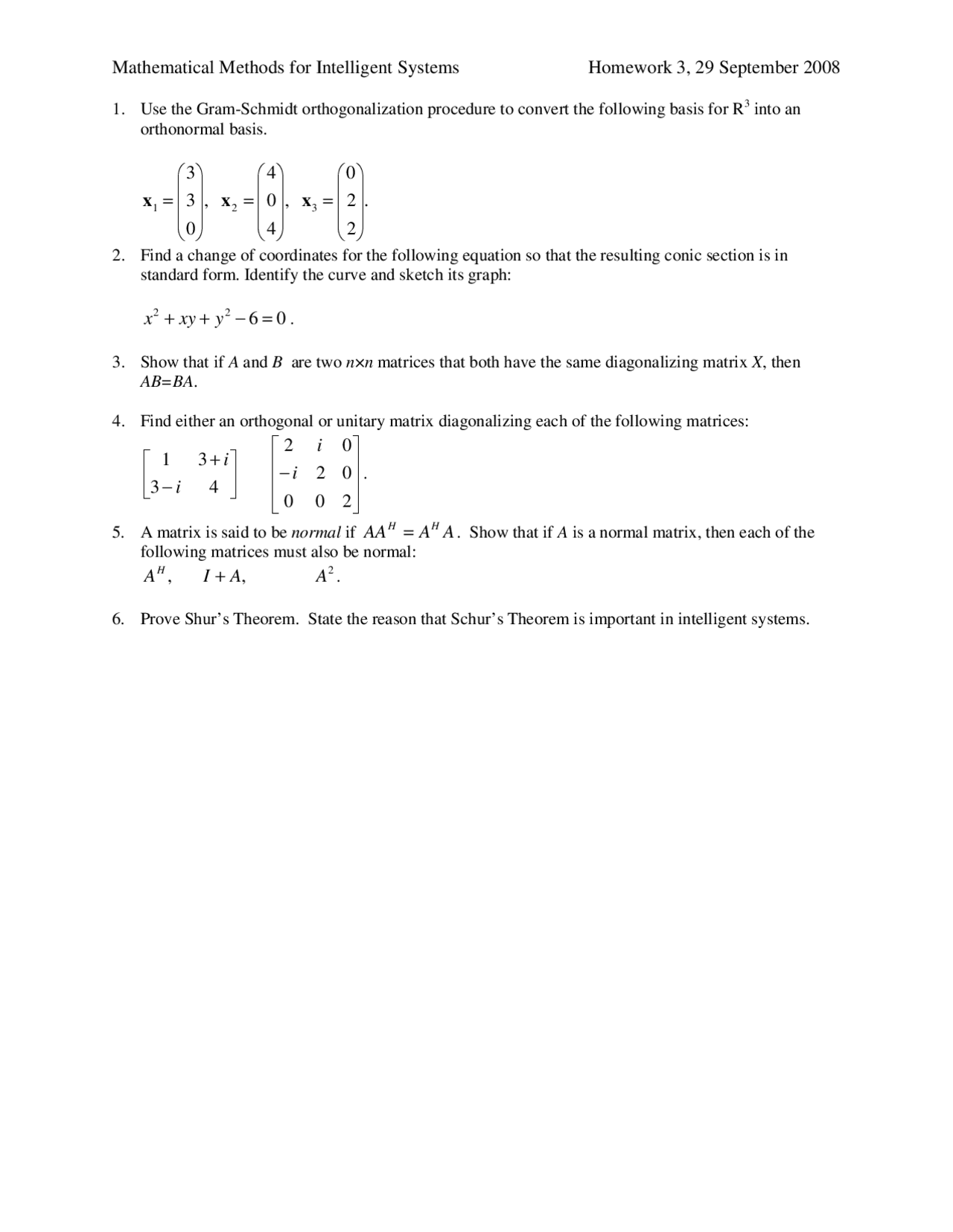 Homework 3 - Mathematical Method for Intelligent Systems | CIS 6930 | Assignments Computer ...
