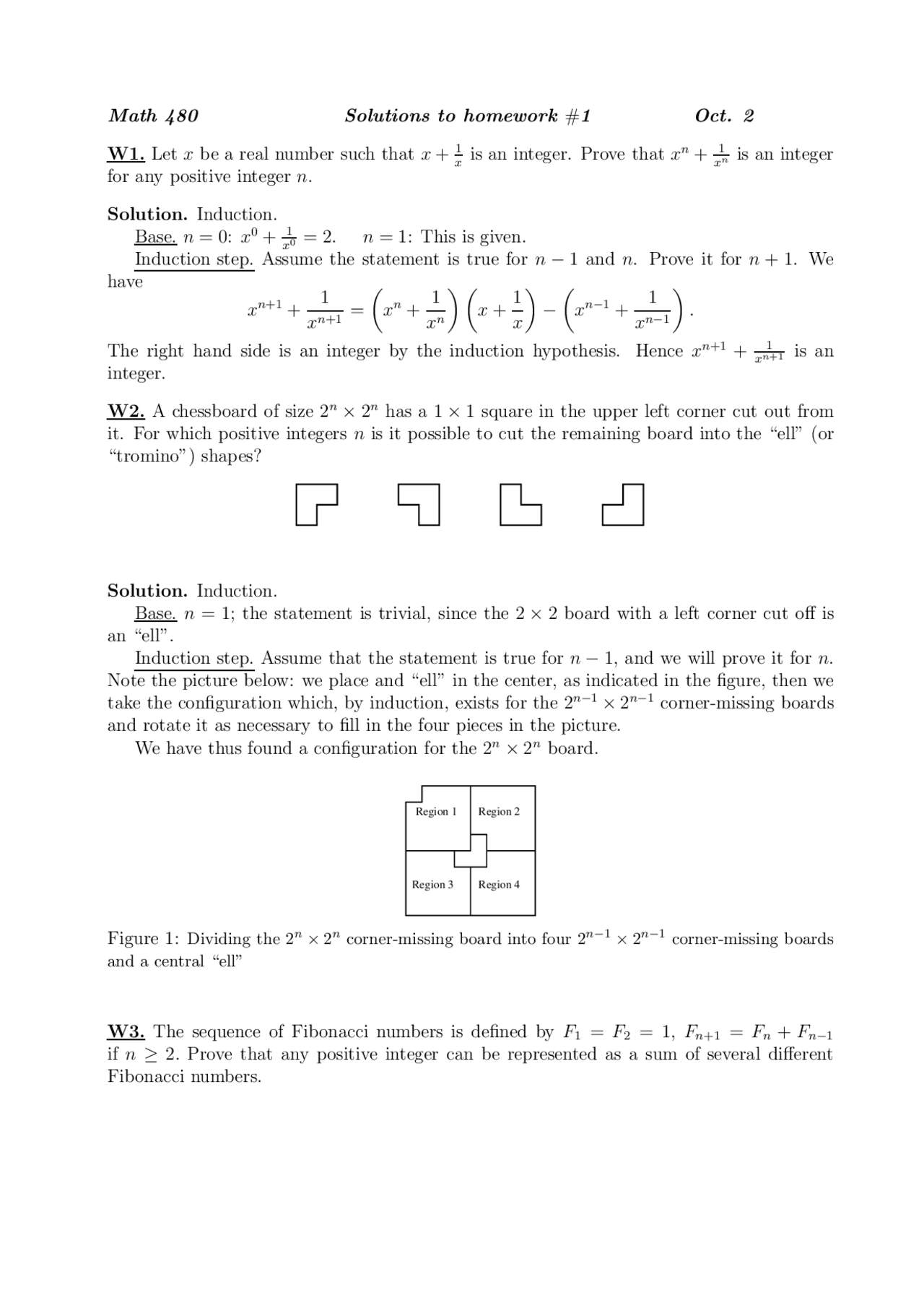 Solutions to Homework 1 - Topics for Undergraduates | MATH 480 - Docsity