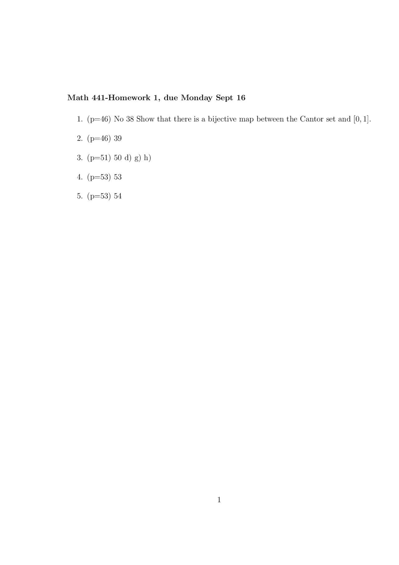 Homework 1 Questions Differential Equations Math 441 Docsity