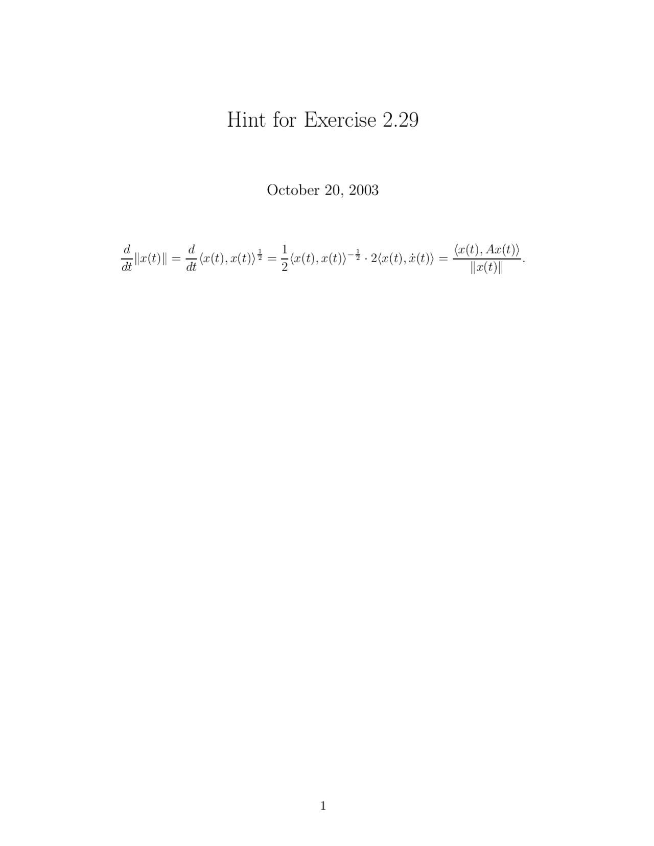 Hints For Exercise 229 Ordinary Differential Equations I Ma 532