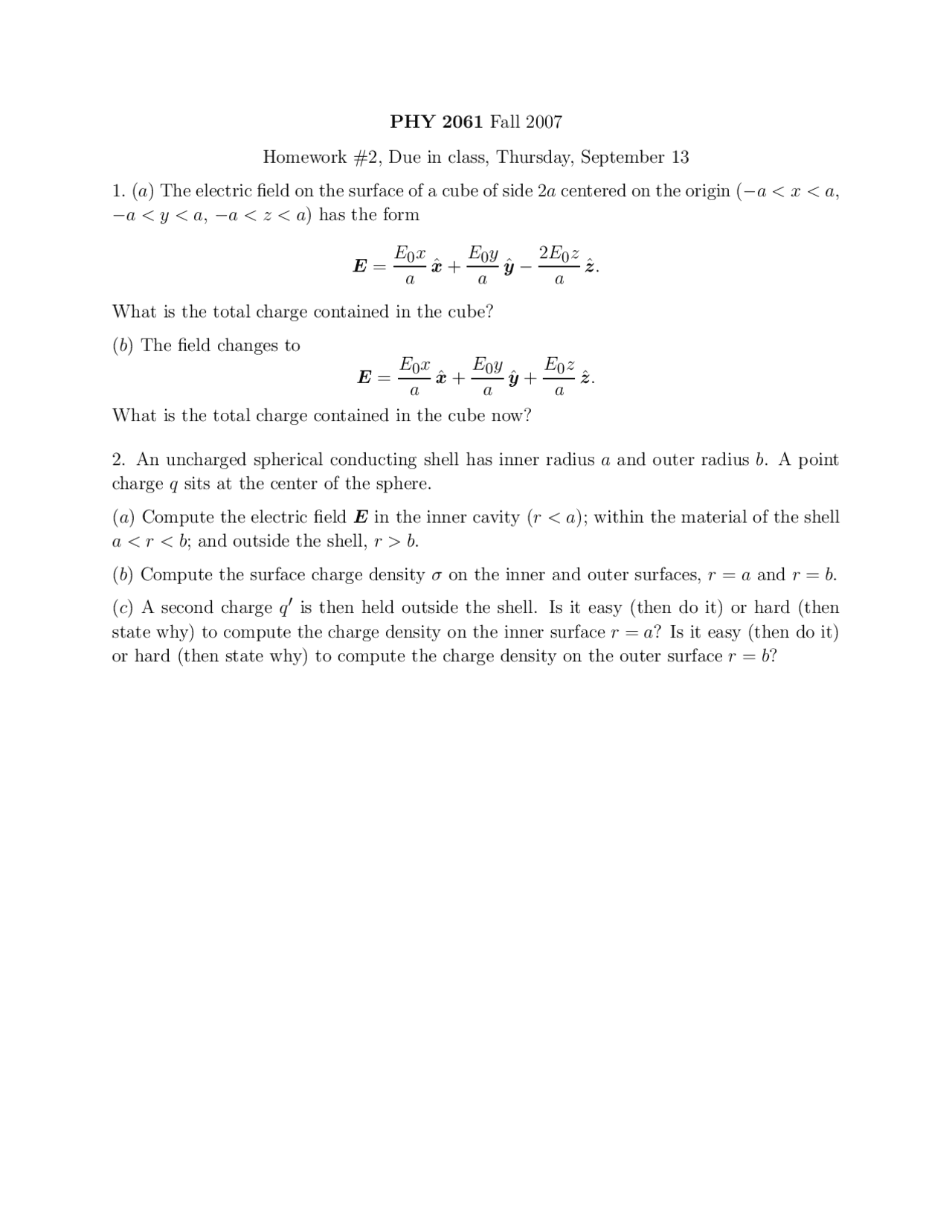 Homework 2 With Questions Enriched Physics Calculus Ii Phy 2061