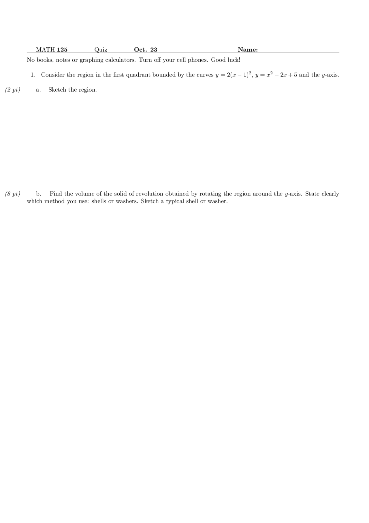 Questions for Quiz - Calculus and Analytic Geometry II | MATH 125 | Quizzes Analytical Geometry ...