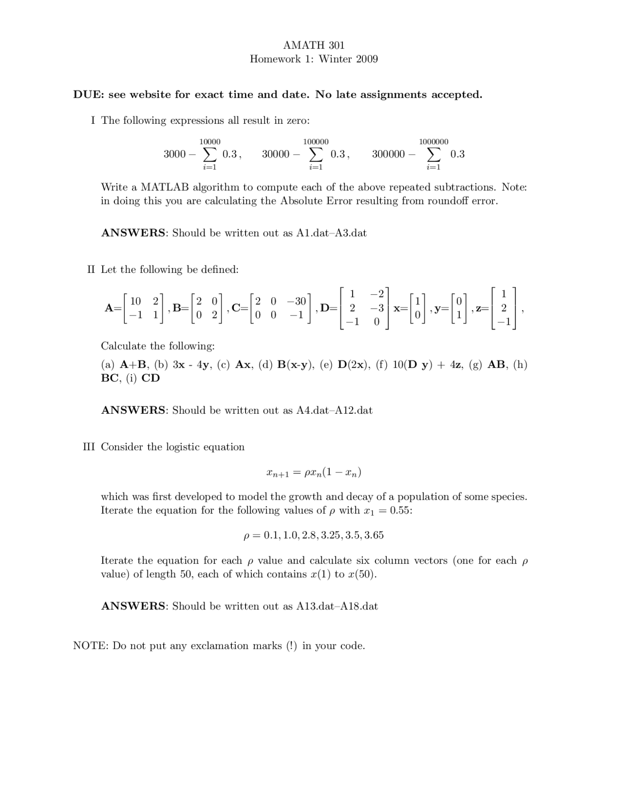 Homework 1 Questions With Answer Beginning Scientific Computing