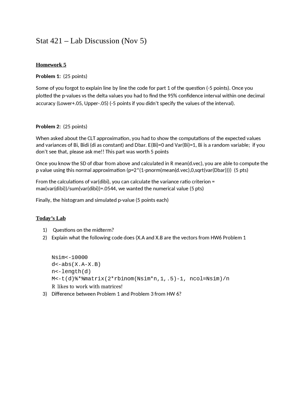 Lab Discussion 5 Applied Statistics And Experimental Design Stat