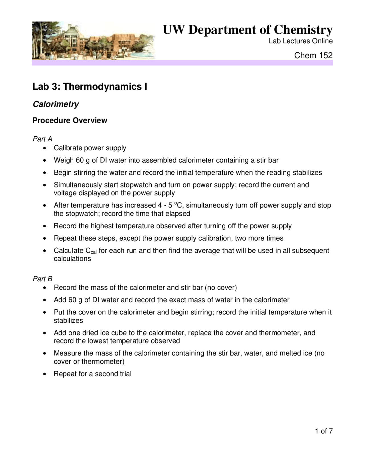 Calorimetry - Laboratory Experiment of Thermodynamics I | CHEM 152 ...