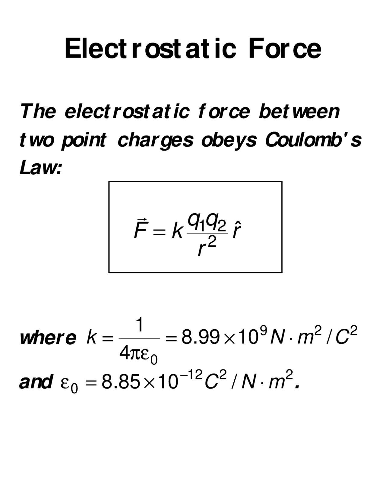 Electrostatic Force General Physics Lecture Slides Phys 2114