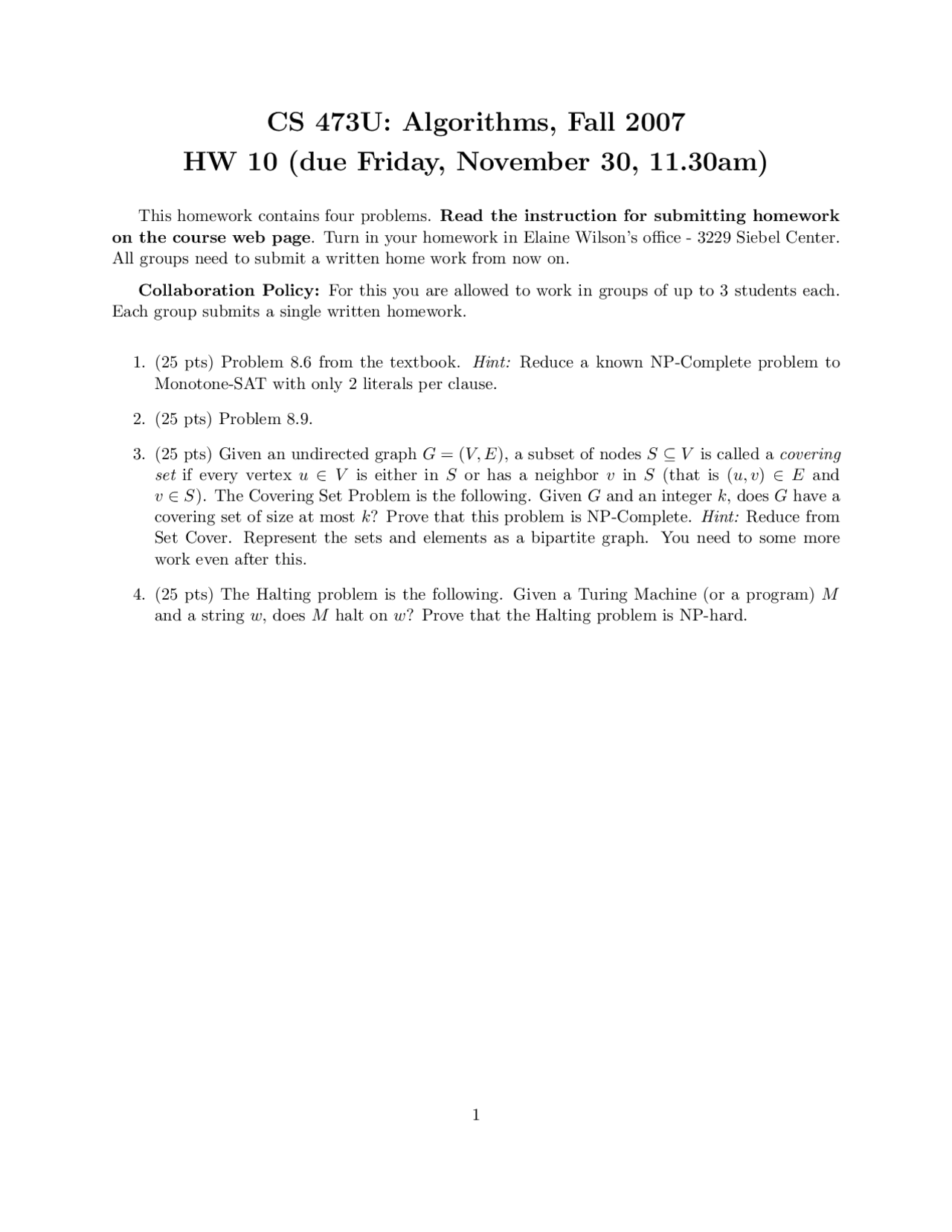 4 Questions For Homework Fundamental Algorithms Cs 473 Docsity