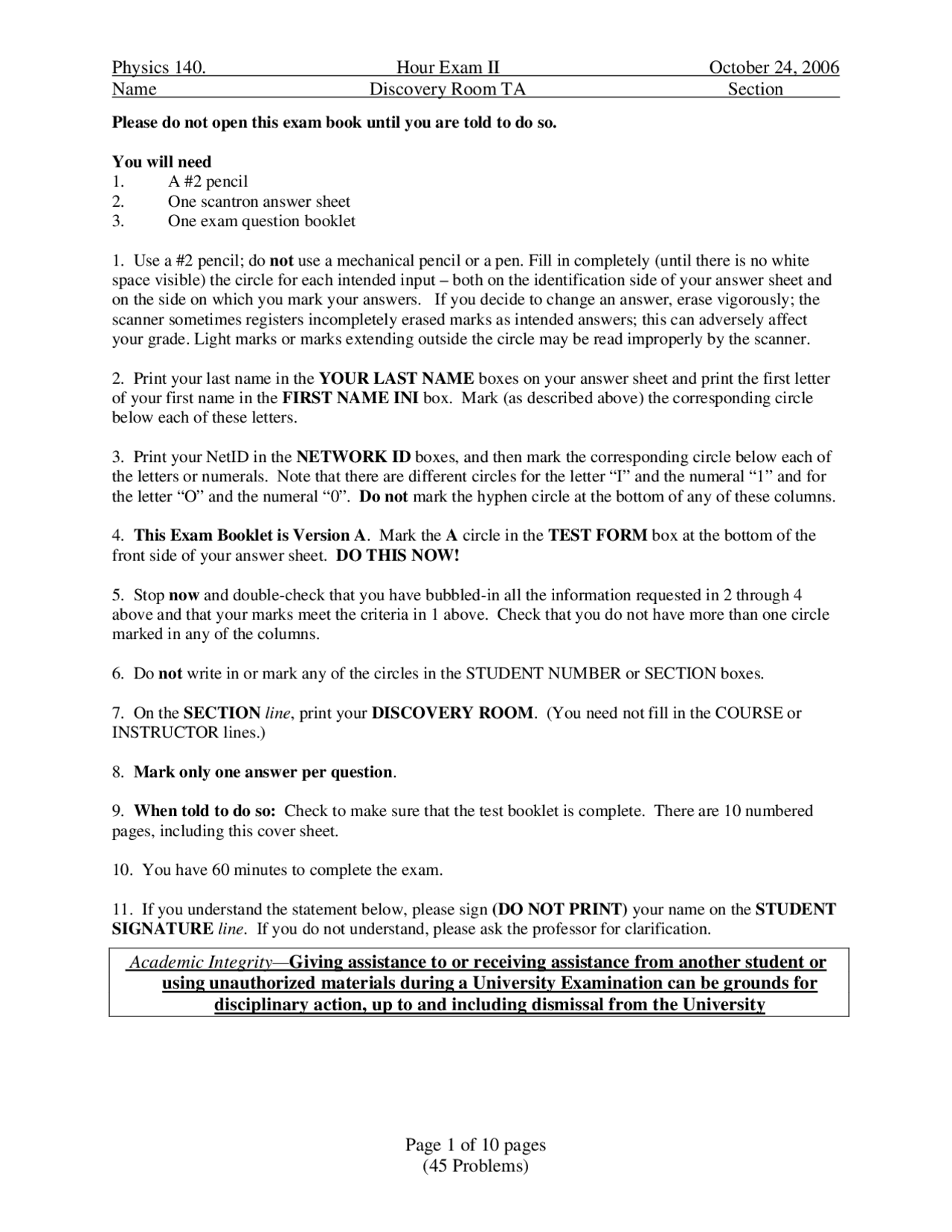 45 Mcqs On How Things Work In General Physics Exam 2 Phys 140 Docsity