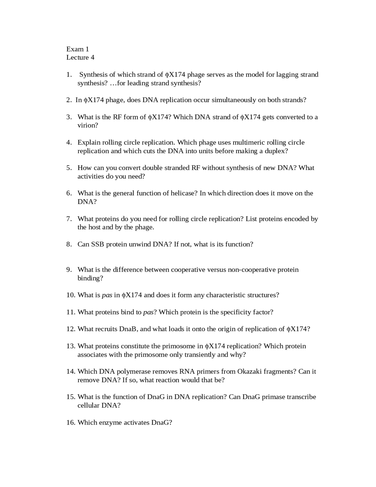 Exam 1 Lecture 4 Molecular Genetics Pcb 4522 Docsity
