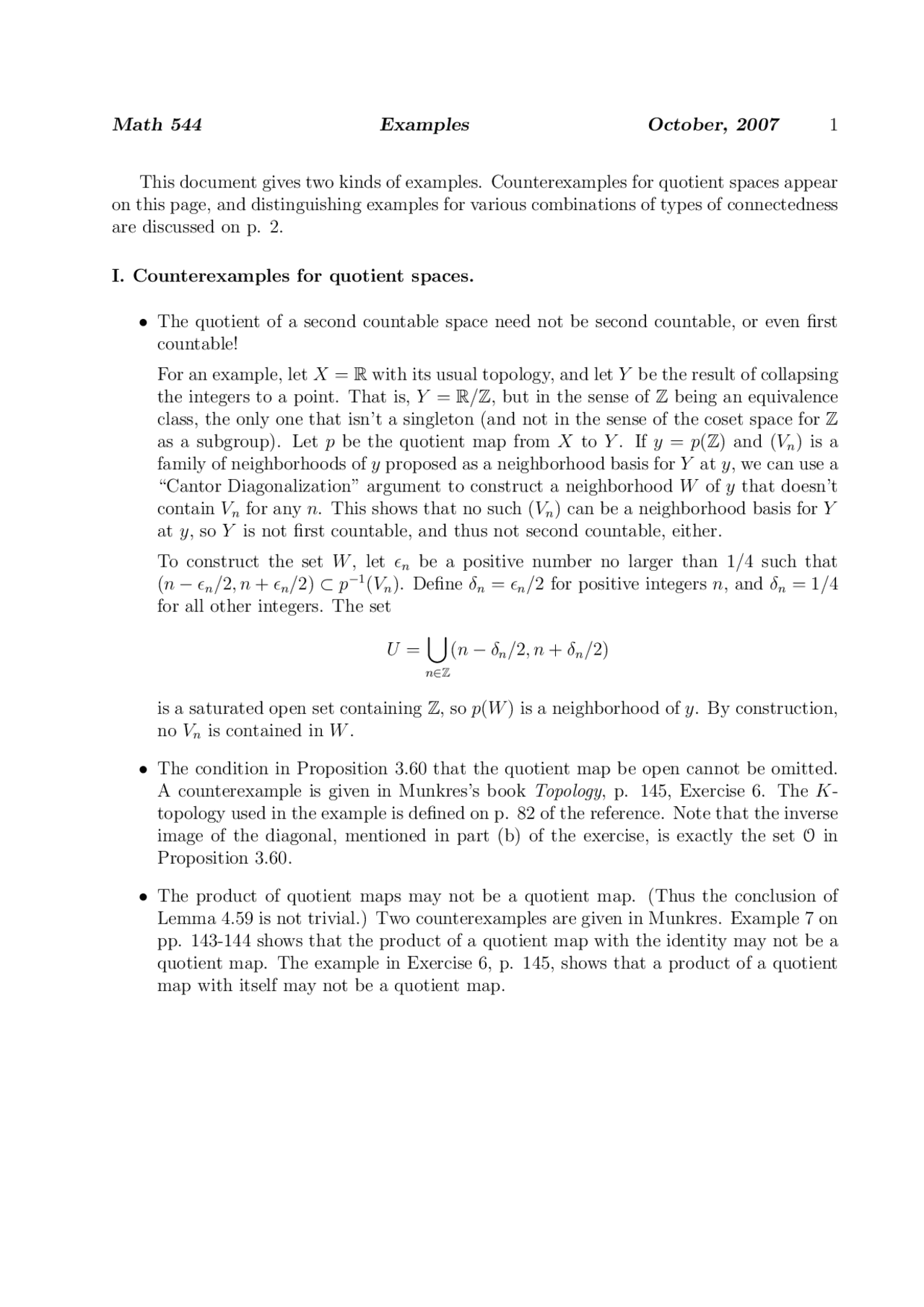 Notes on Examples for Exam - Introduction to Topological Manifolds ...