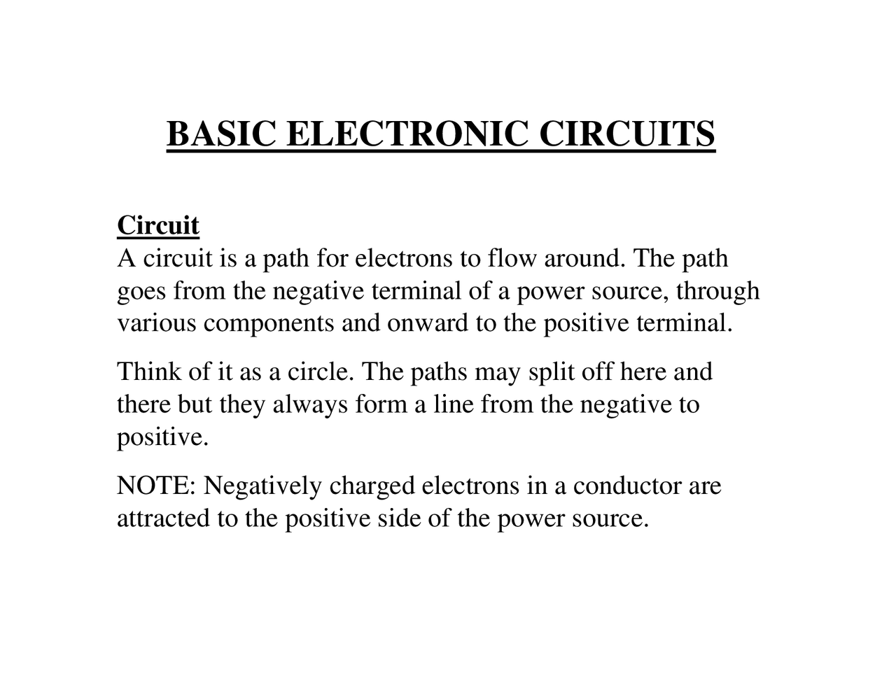 Basic Electronic Circuit - Access to Space | ESS 205 - Docsity
