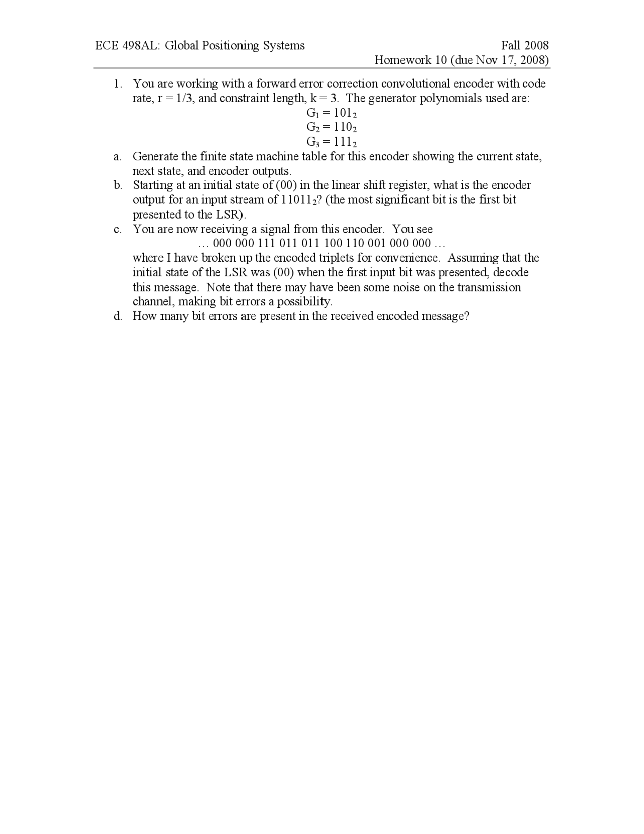 Homework 10 For Global Positioning System Signal And Image Analysis